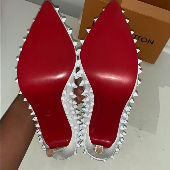 Christian Louboutin | Shoes | Christian Louboutin White Studded Red ...
